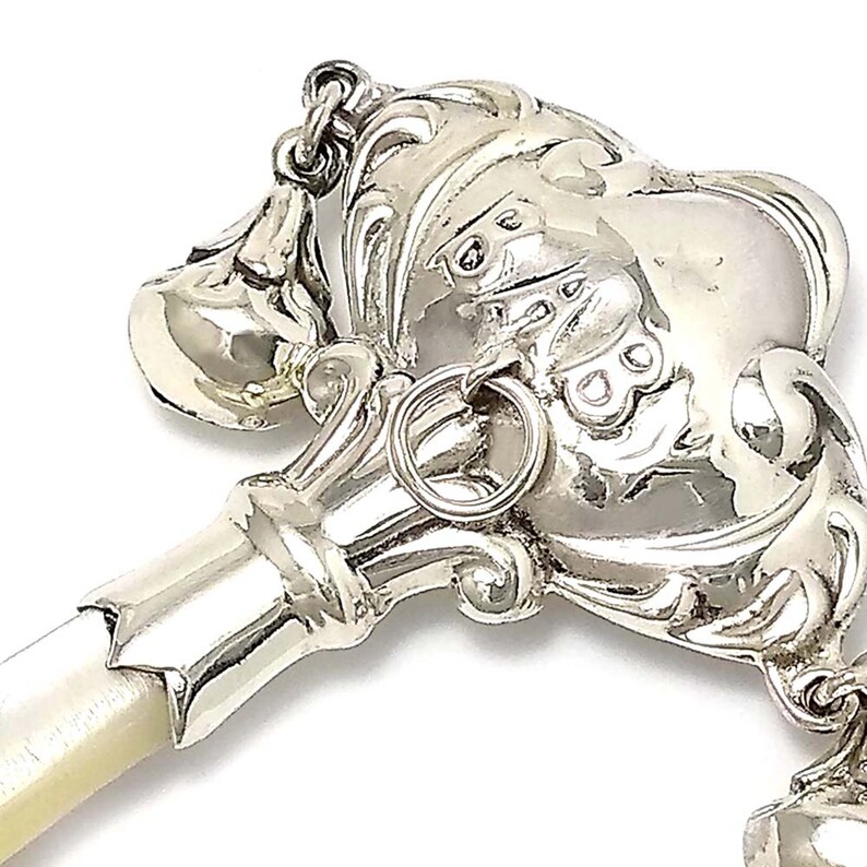 Baby Rattle VICTORIAN Style Real Silver 925 With Mother of Pearl Handle ...