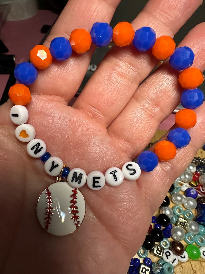 N.Y. METS Beaded Bracelet Style 1 - Etsy