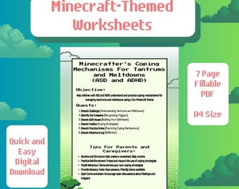 Minecraft Emotions Chart | Therapy Digital Download Worksheet - Etsy