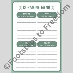 Dopamine Menu | Therapy Worksheet ASD ADHD Children Adolescent Teen ...