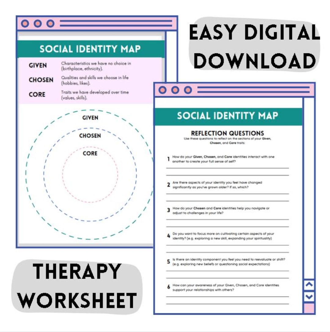Social Identity Map | Therapy Worksheet Education Teacher Resource ...