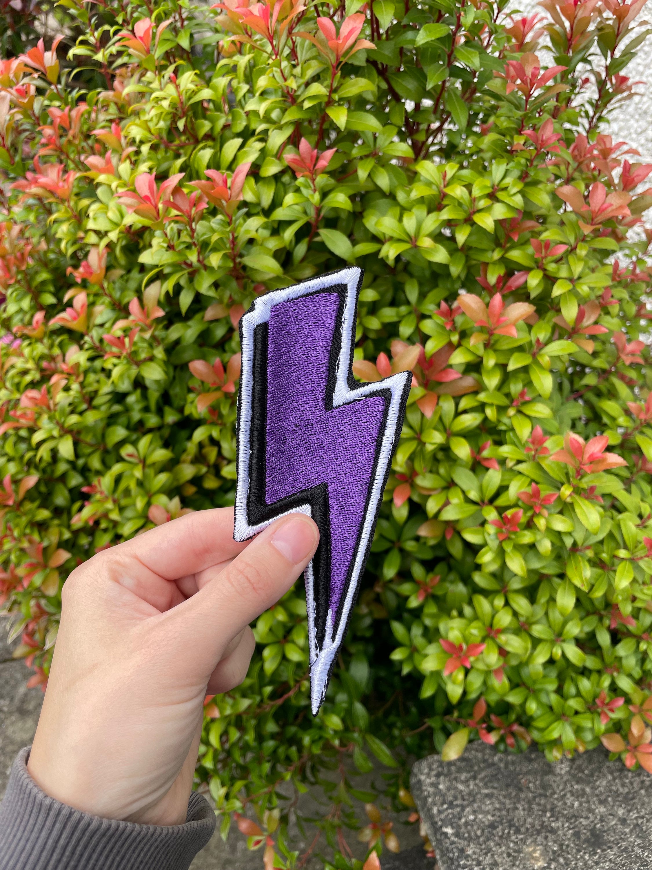 Large Purple Lightning Bolt - Iron on - Embroidery Patches - Etsy