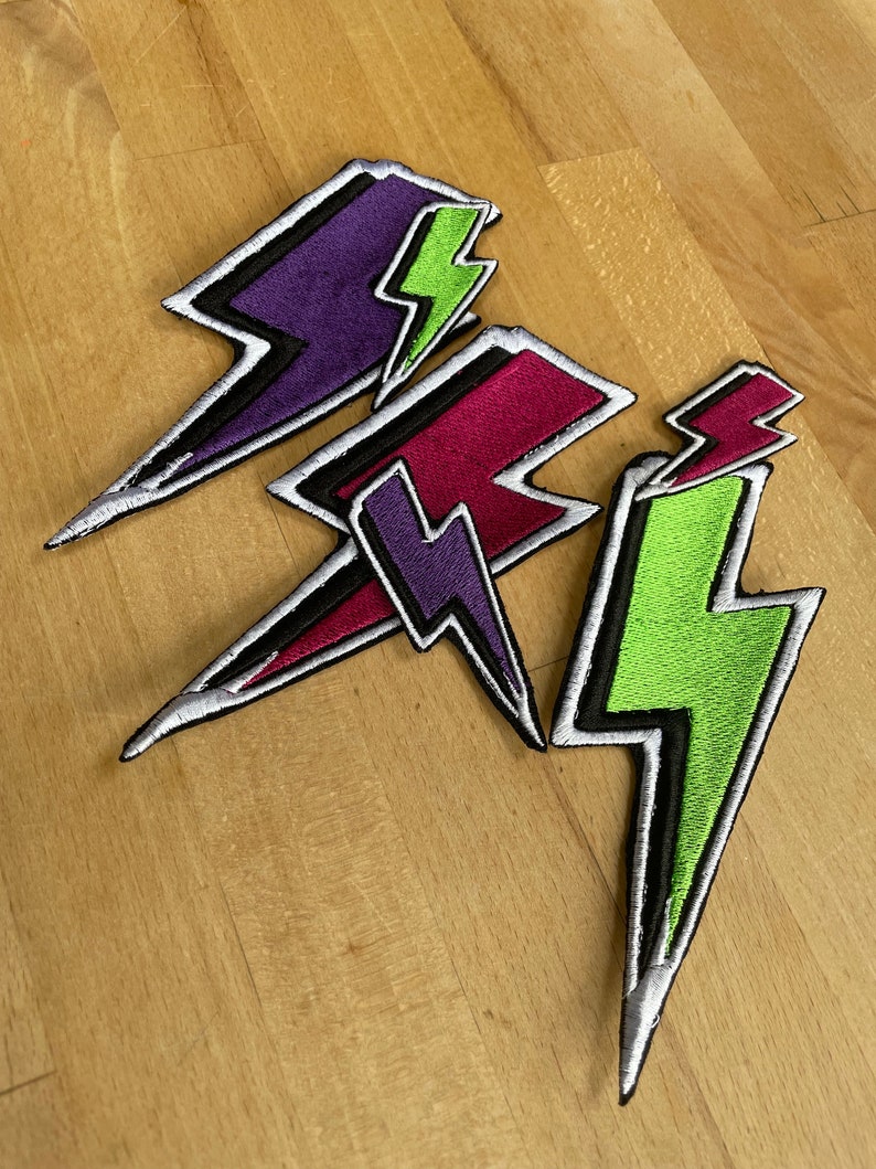 Large Purple Lightning Bolt - Iron on - Embroidery Patches - Etsy