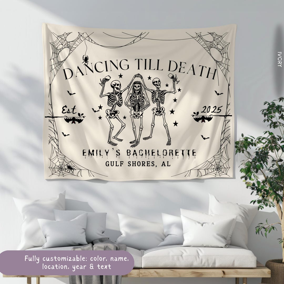 Custom RIP Single Life Bachelorette Banner, Gothic Skeleton Bride ...