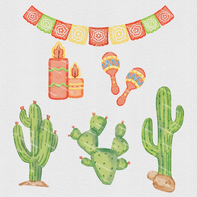 Cinco De Mayo Watercolor Clipart Bundle: Fiesta Party Design (PNG) - Etsy