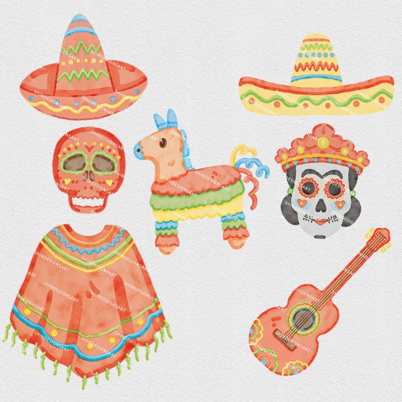 Cinco De Mayo Clipart Bundle, PNG Mexico Clip Arts, Pinata, Sombrero ...
