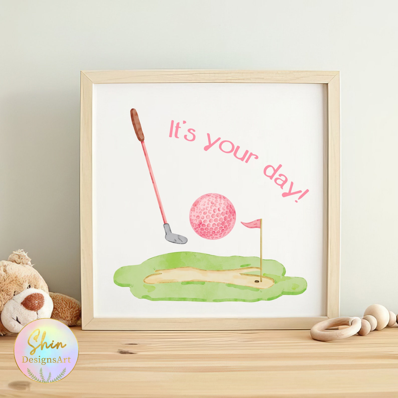 Pink Golf Clipart: Watercolor Girly Golfer Set (PNG, Transparent ...