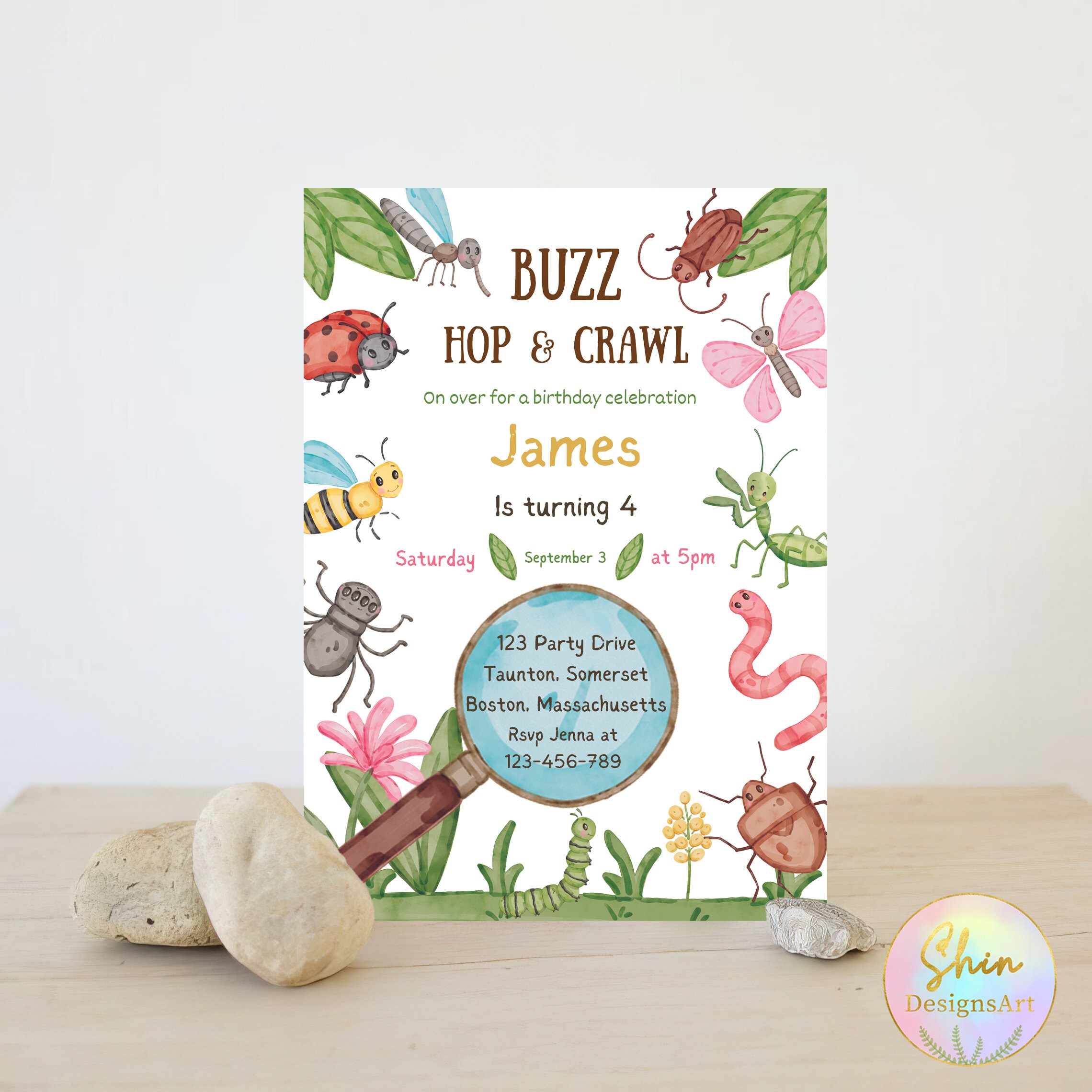Bug Invitation for Boys, Insect Birthday Party, Out Door Nature ...