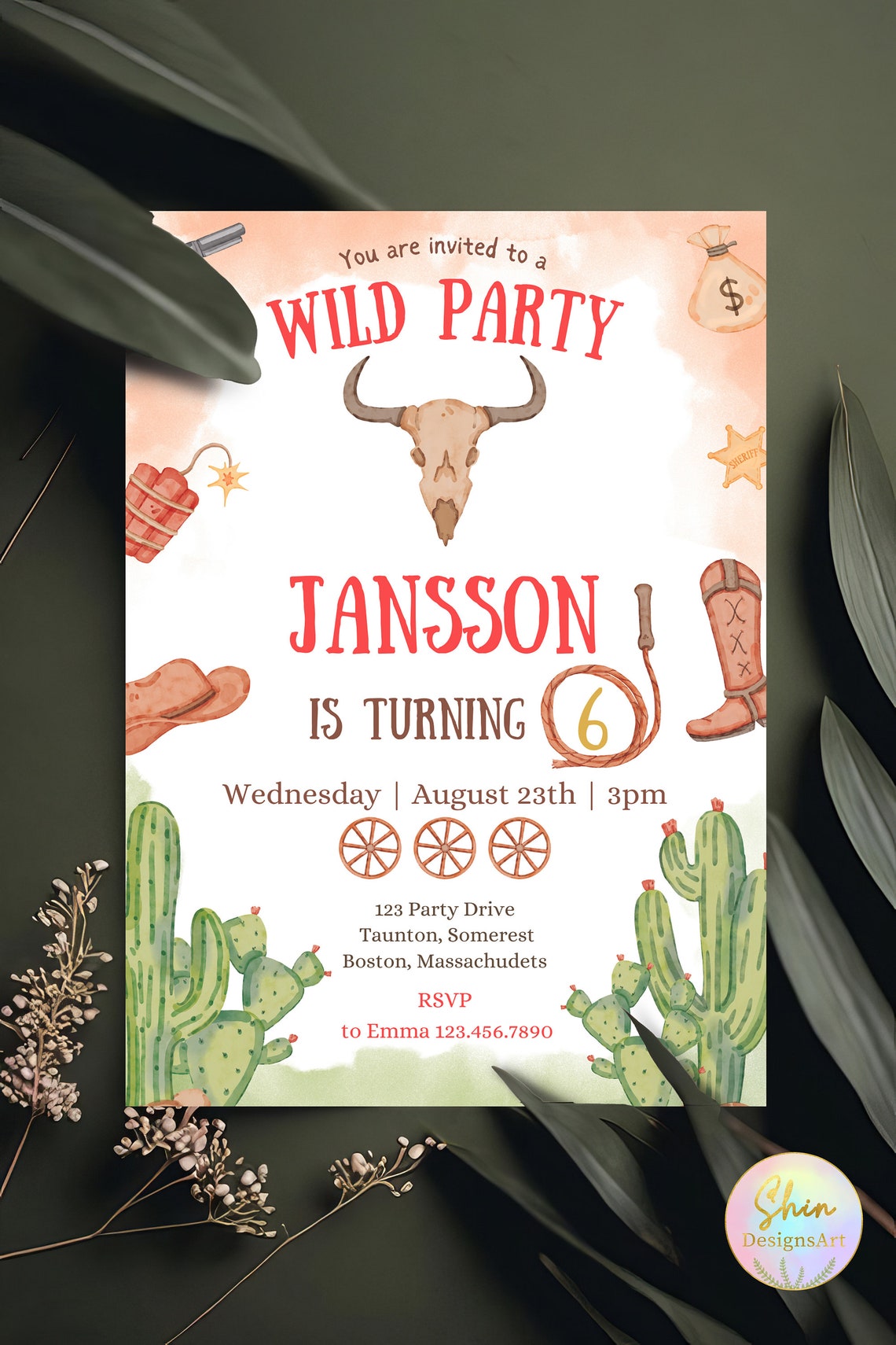 Editable Cowboy Birthday Invitation: Wild West Ranch Theme (digital ...