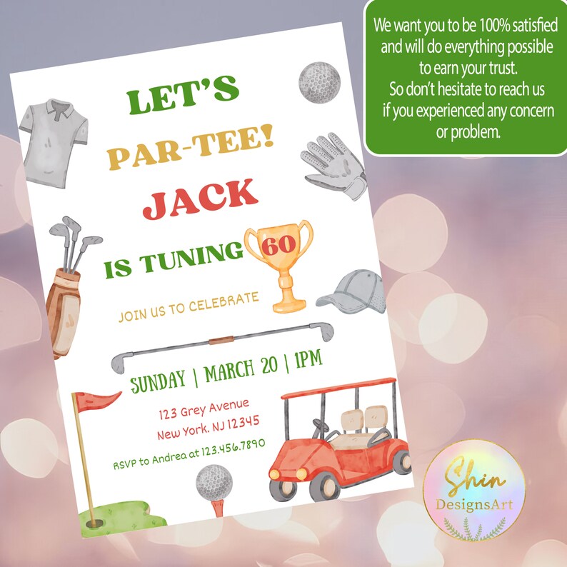 Golf Birthday Invitation, Mini Golf Invite, Adult Birthday Party, Green ...