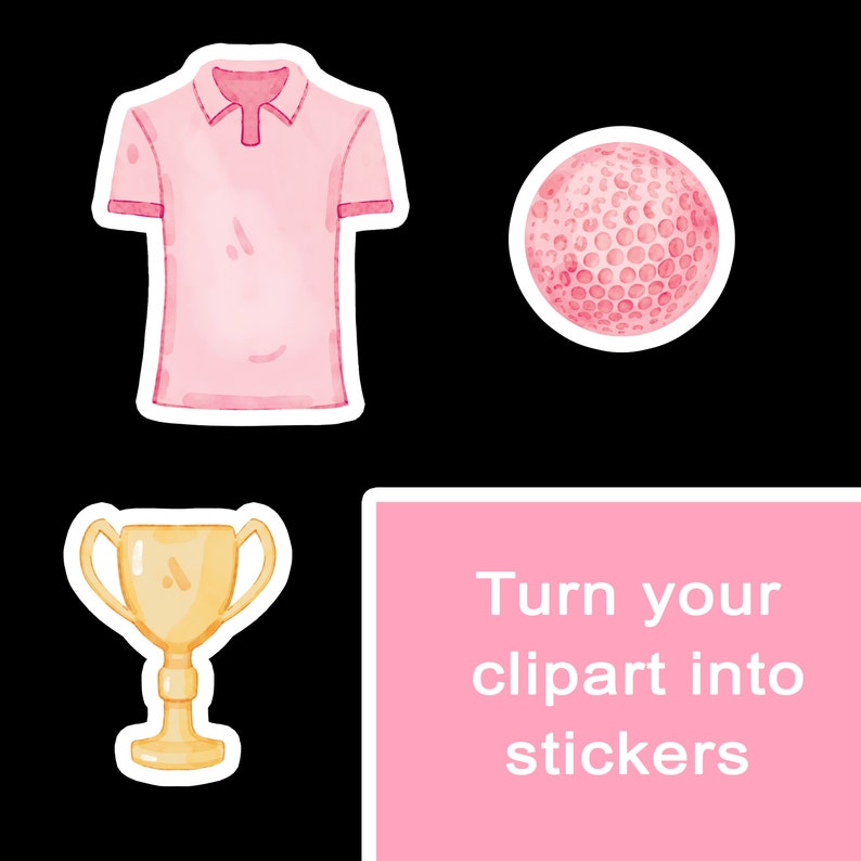 Pink Golf Clipart: Watercolor Girly Golfer Set (PNG, Transparent ...
