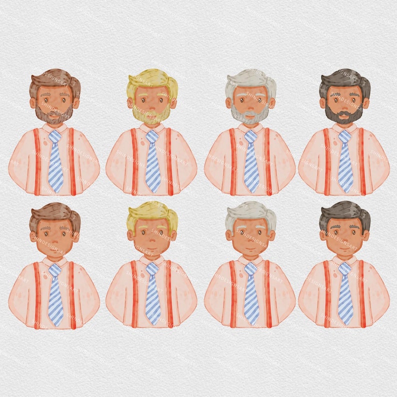 Watercolor Father's Day Clipart Bundle: Hand-drawn Dad Illustrations ...