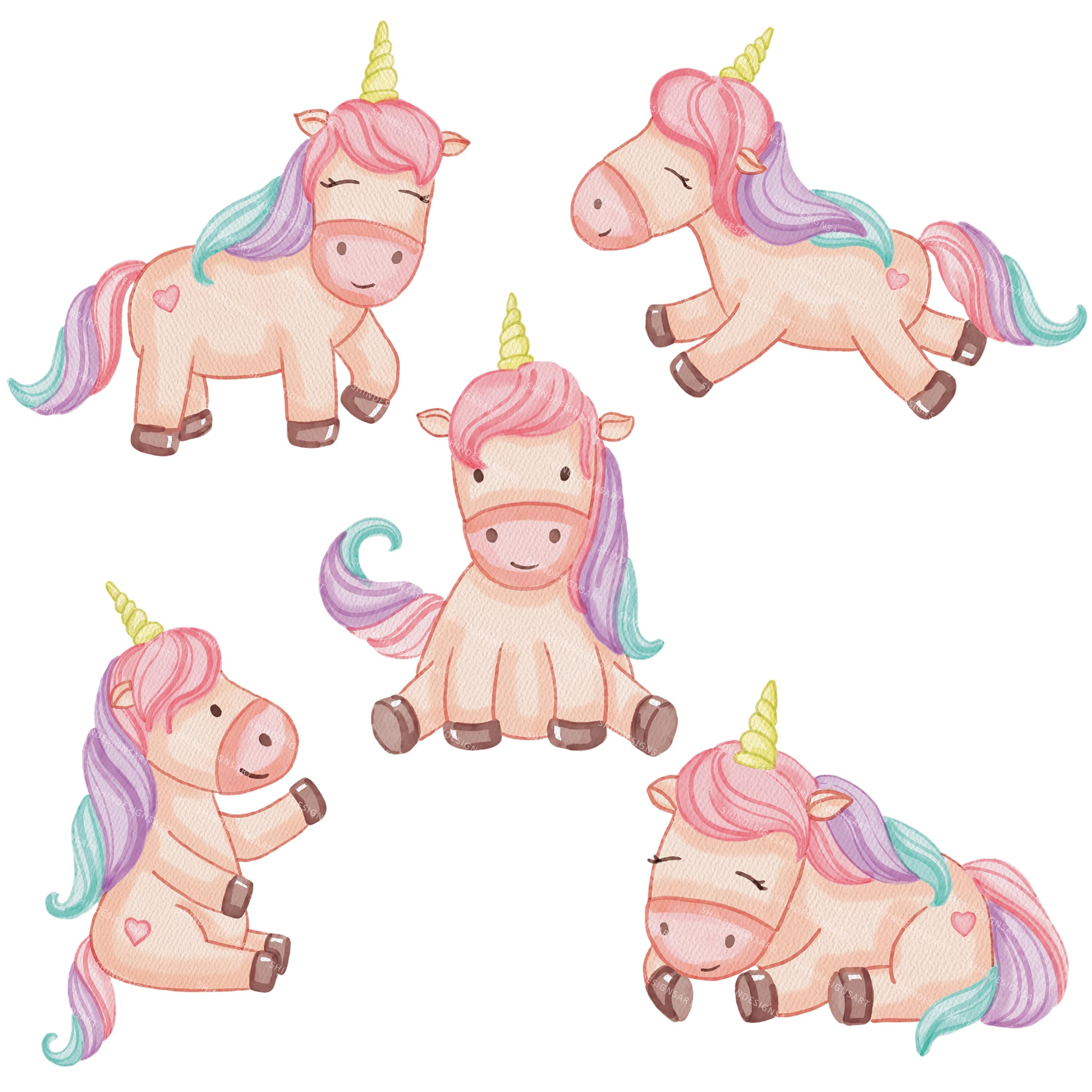 Rainbow Watercolor Unicorn Clipart, Magical PNG Unicorn, Unicorn ...