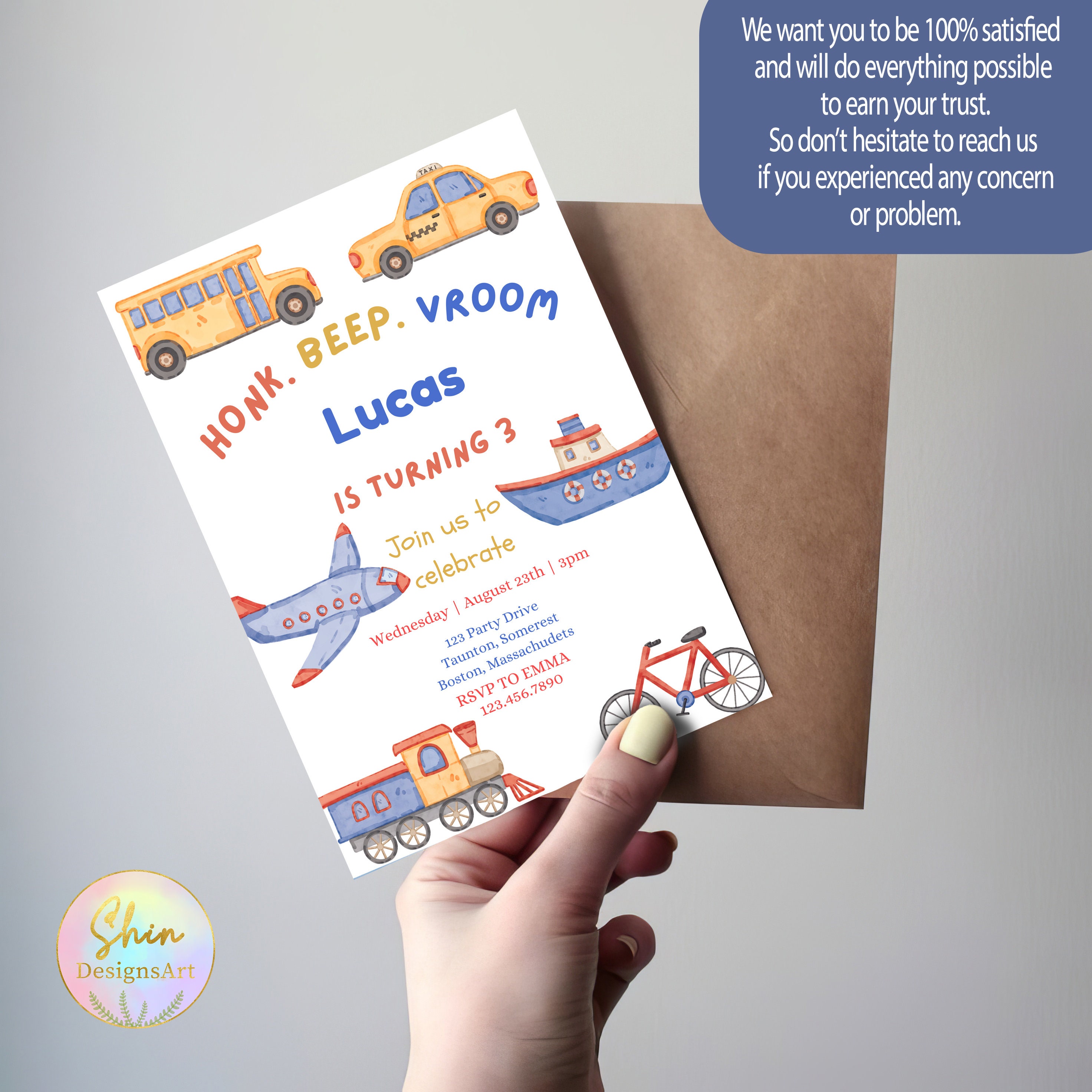 Editable Transportation Birthday Invitation, Kids Vehicle Party Invite ...