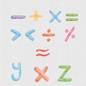 Watercolor Math Clipart Bundle, Math School Clip Art, School Supplies ...