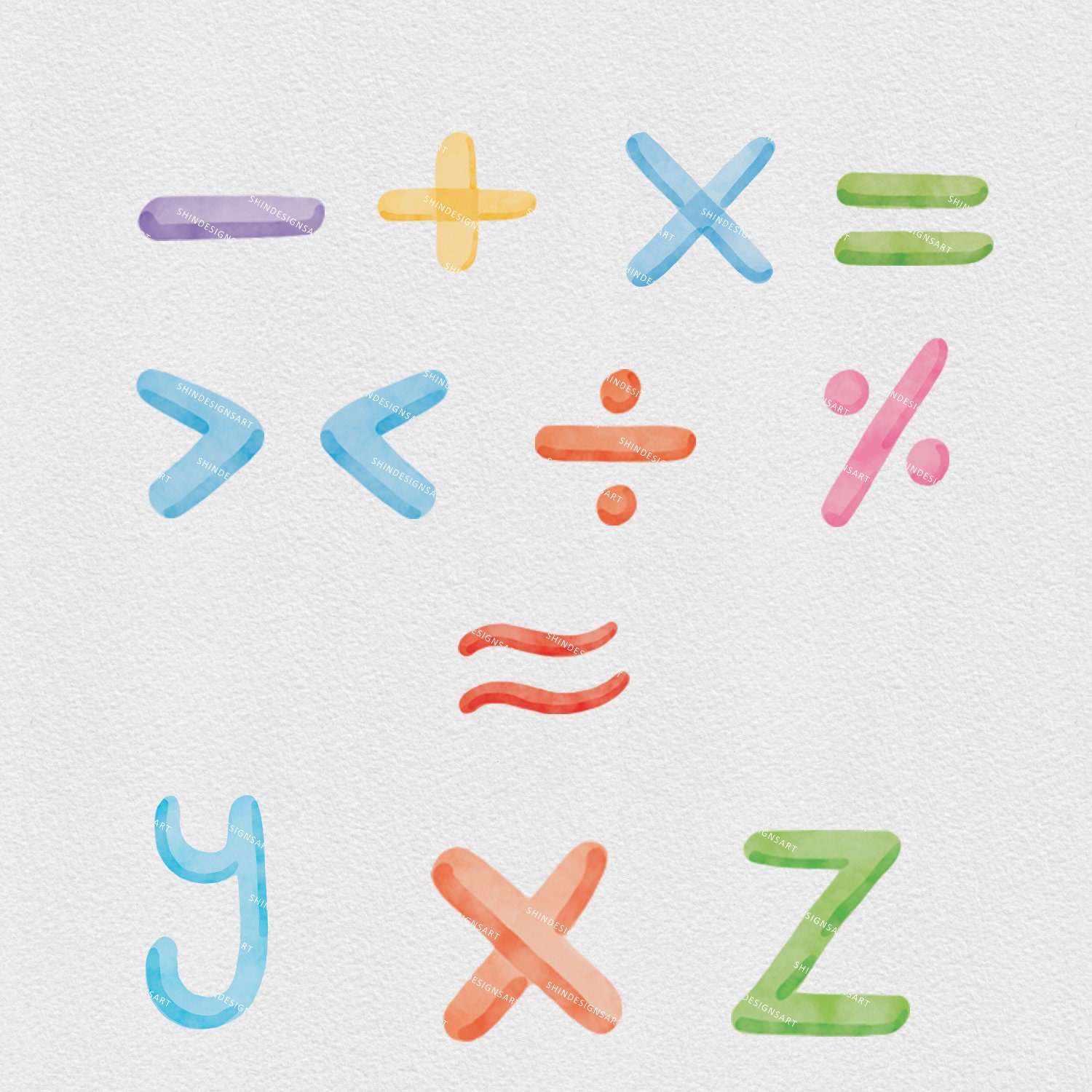 Watercolor Math Clipart Bundle, Math School Clip Art, School Supplies ...