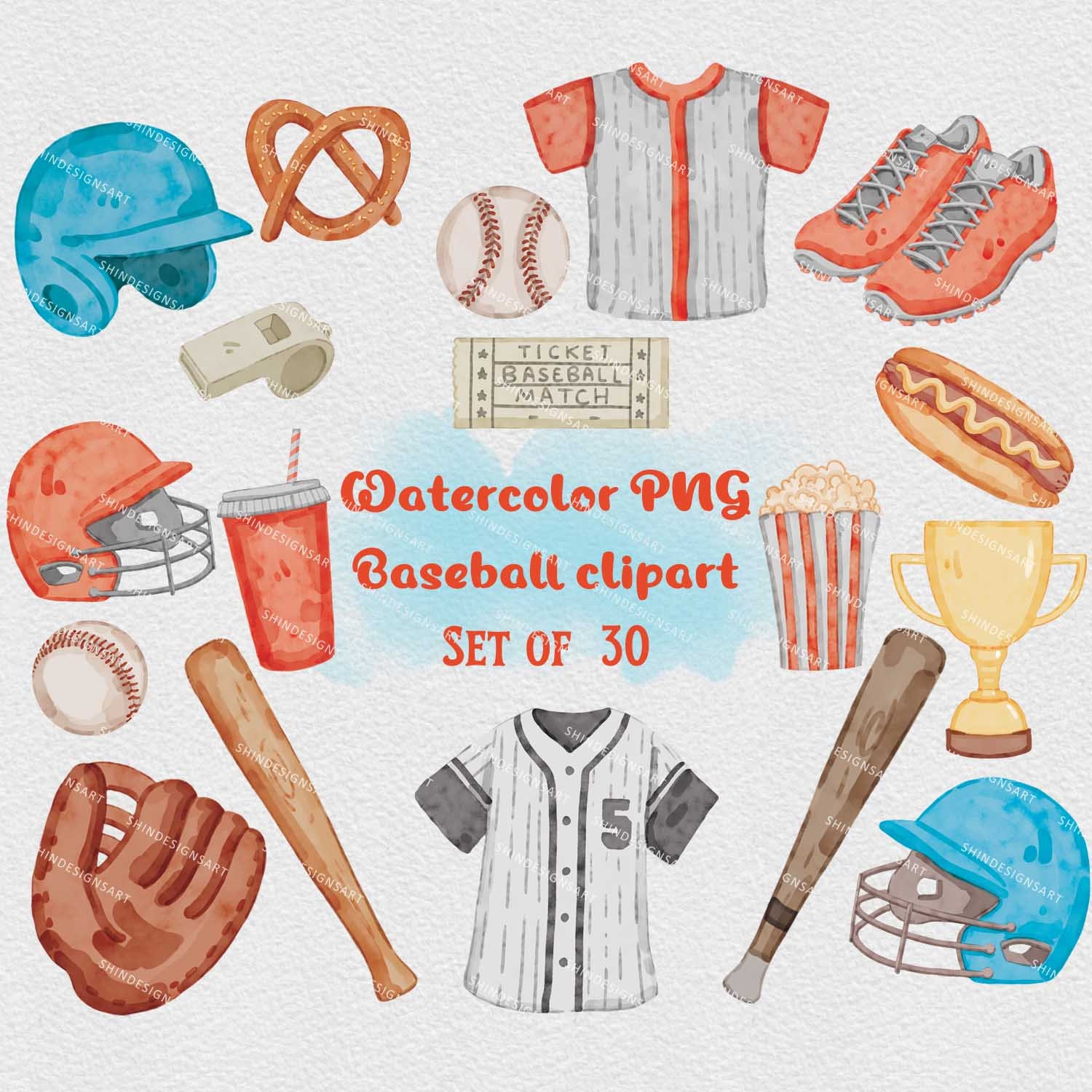 Watercolor Baseball Clipart Set, Baseball Illustration, Game Clip Art ...