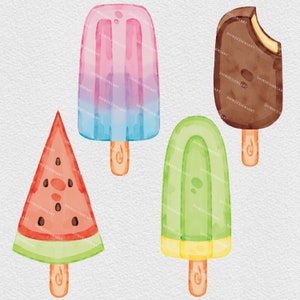 Watercolor Ice Cream Clipart Bundle: Transparent PNG Designs (digital ...