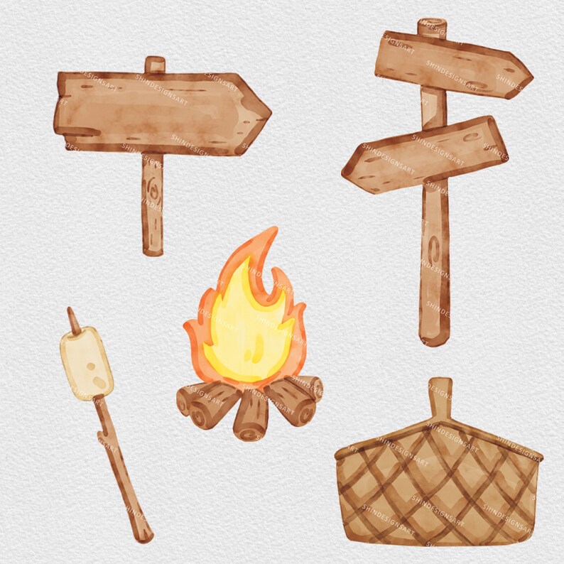 Watercolor Camping Clipart, Outdoor Clip Art Png, Family Vacation Trip ...