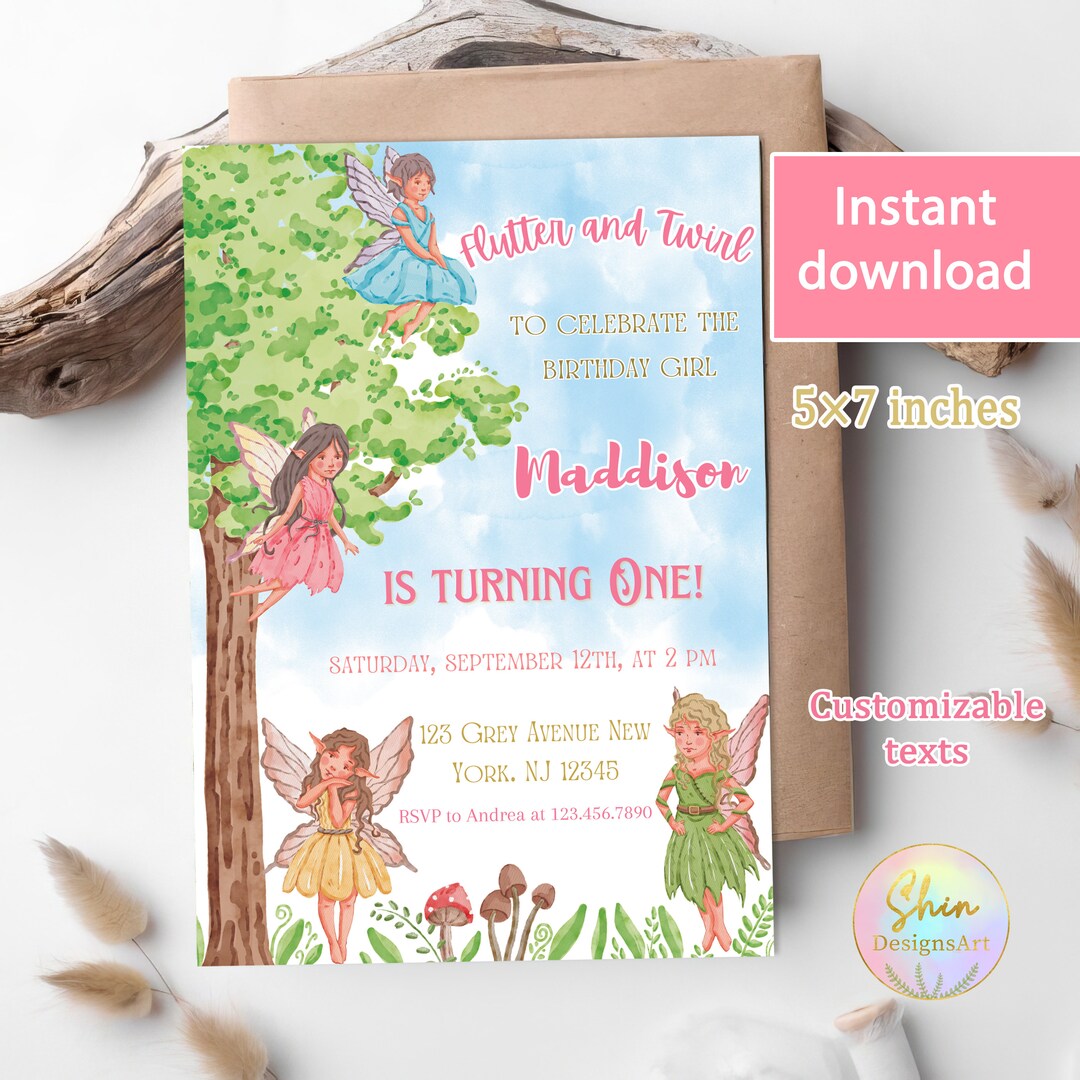 Watercolor Enchanted Fairy Tale Party Invitation, Pixies Invite ...
