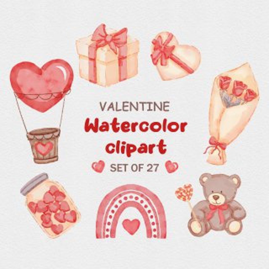 Love Romantic Design Bundle, Red Valentine's Day Clipart, Heart Gift ...