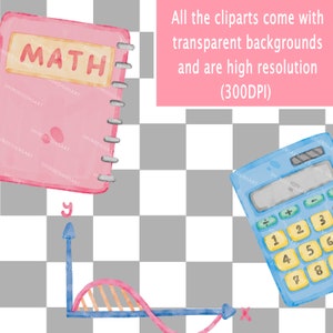 Watercolor Math Clipart Bundle, Math School Clip Art, School Supplies ...