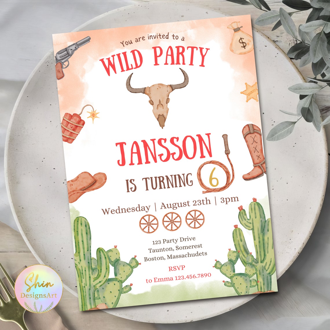 Editable Cowboy Birthday Invitation: Wild West Ranch Theme (digital ...