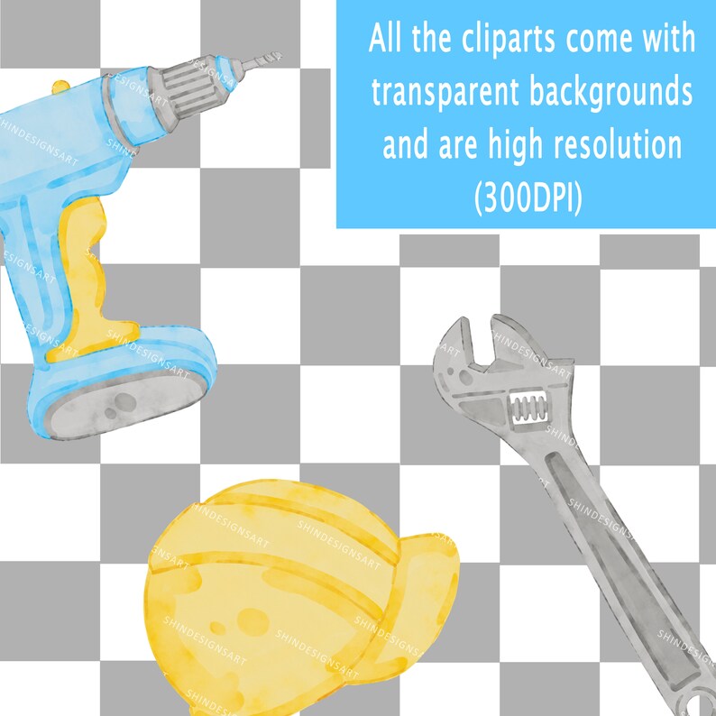 Watercolor Tools Clipart Set, Hand Tools Clipart, Tool Kit Clipart ...