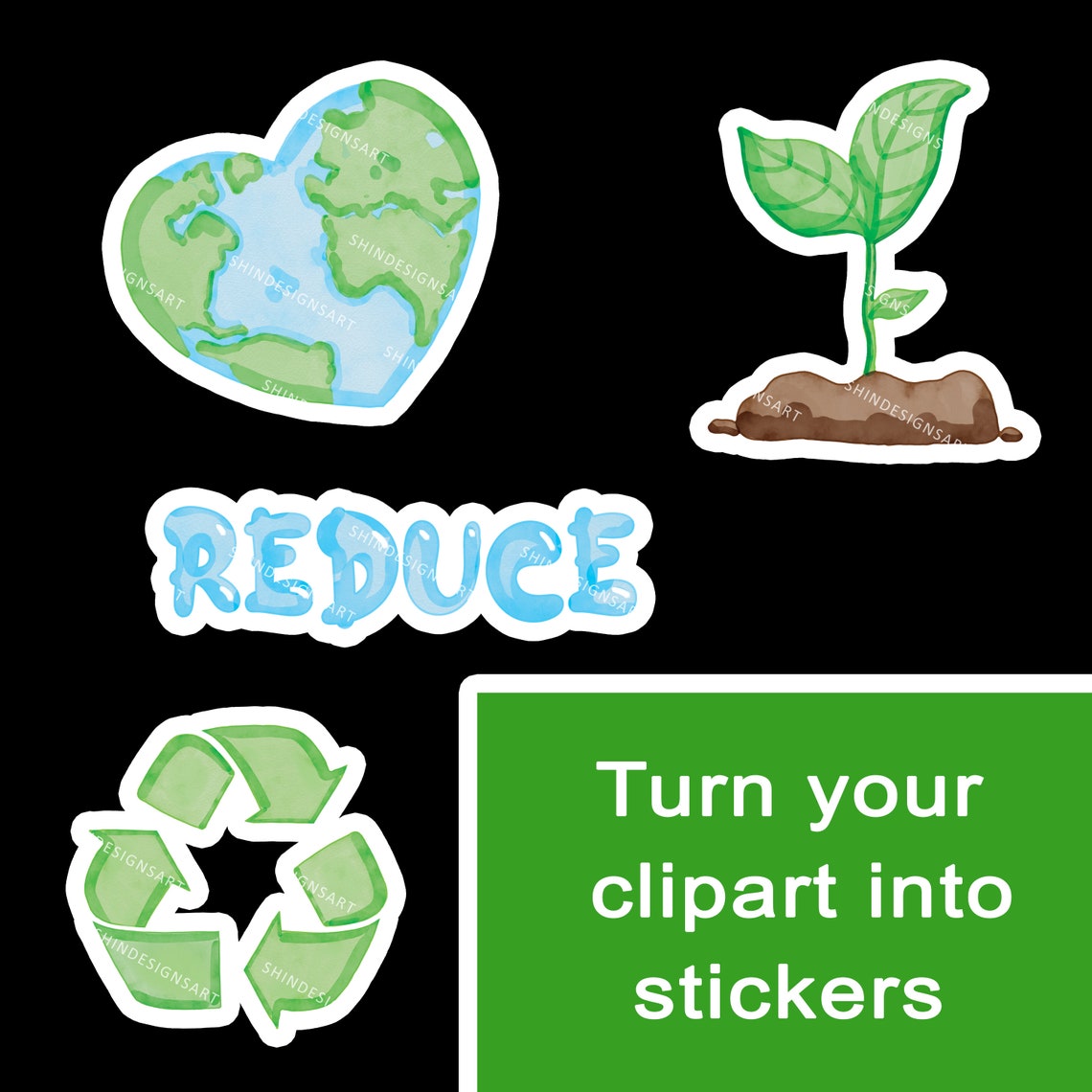 Earth Day Clipart Bundle, Transparent Background Images, Watercolor ...