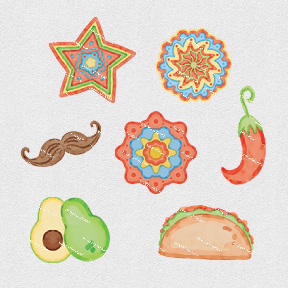 Cinco De Mayo Clipart Bundle, PNG Mexico Clip Arts, Pinata, Sombrero ...
