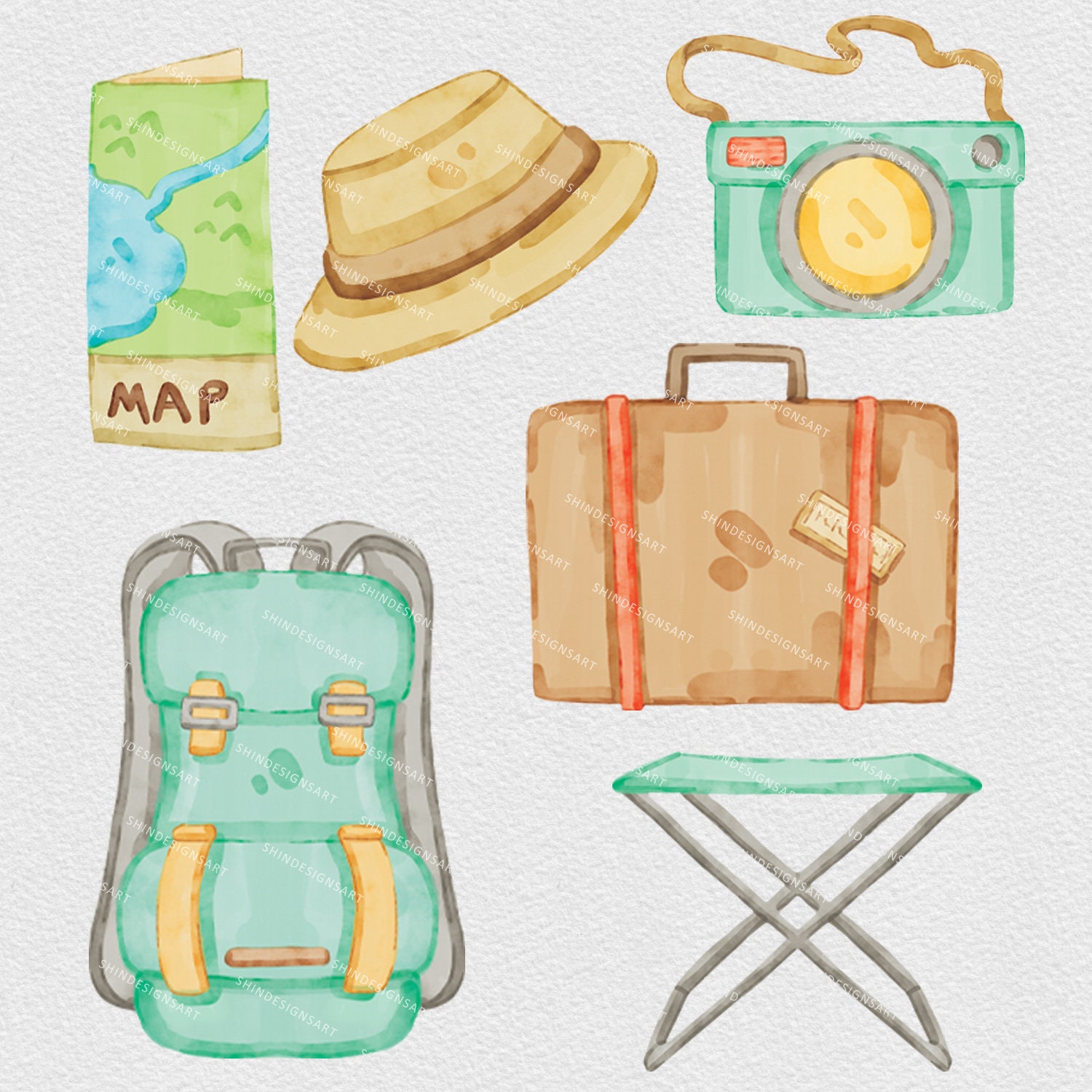 Watercolor Camping Clipart, Outdoor Adventure Bundle, Tent, Fishing ...