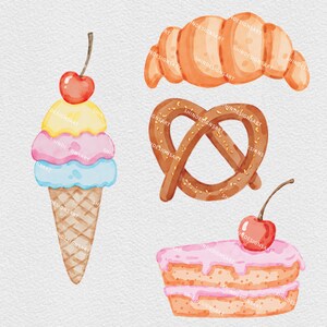 Watercolor Fast Food Clipart, High Resolution PNG Clipart Set, Street ...