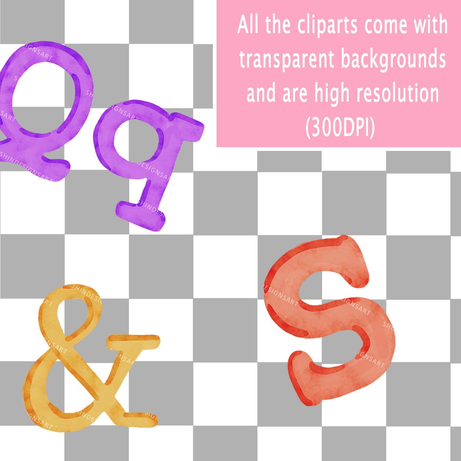 Watercolor Alphabet Letters Clipart, Number Clipart Set, Hand Drawn ...