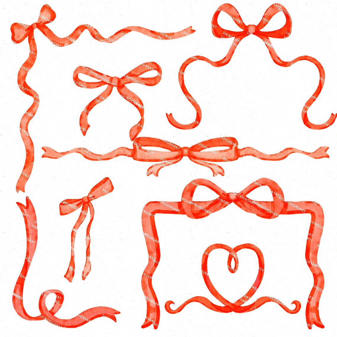 Watercolor Red Ribbon Clipart Collection, Red Bow Banner Clip Art ...