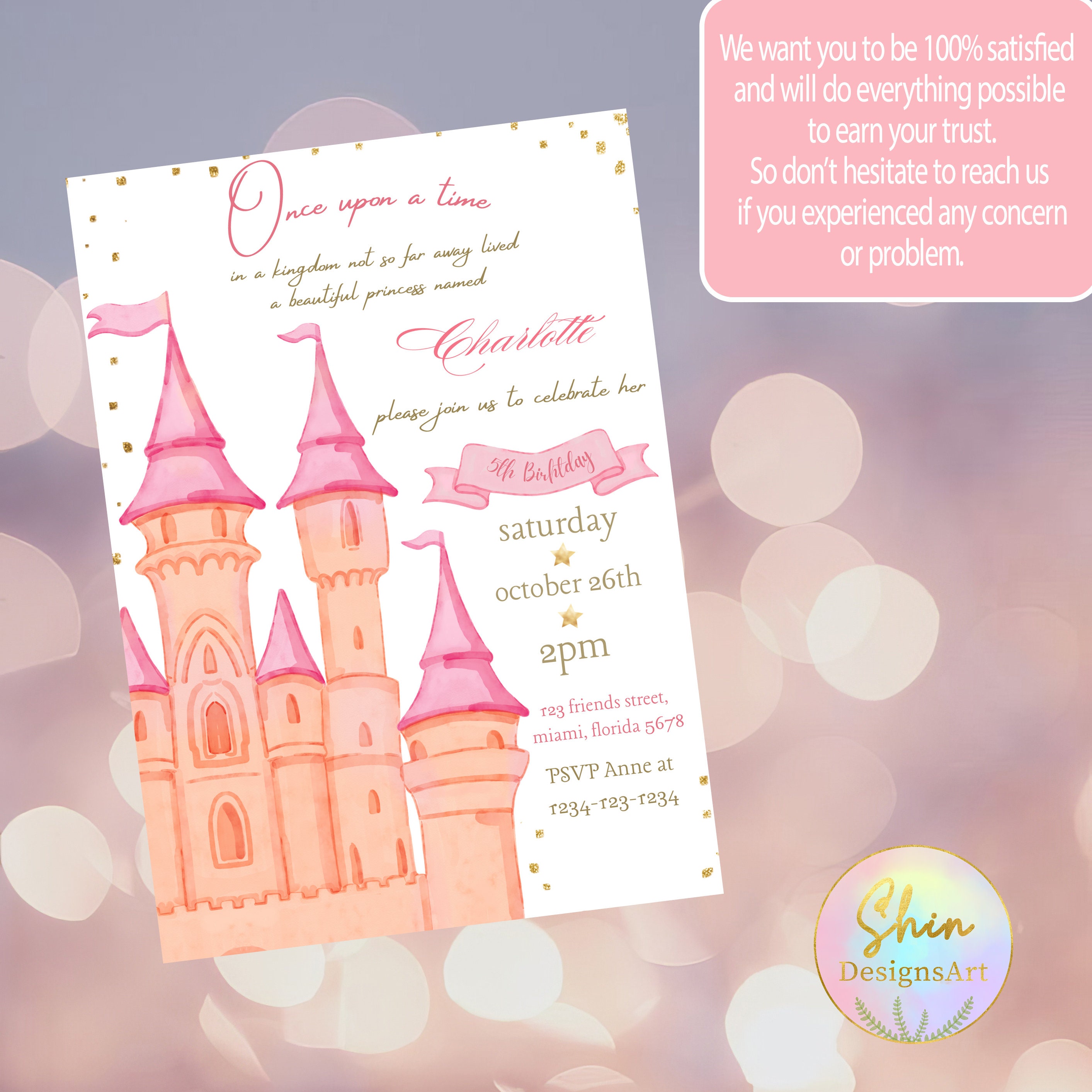 Princess Castle Invitation Template, Any Age Birthday Party Invite ...