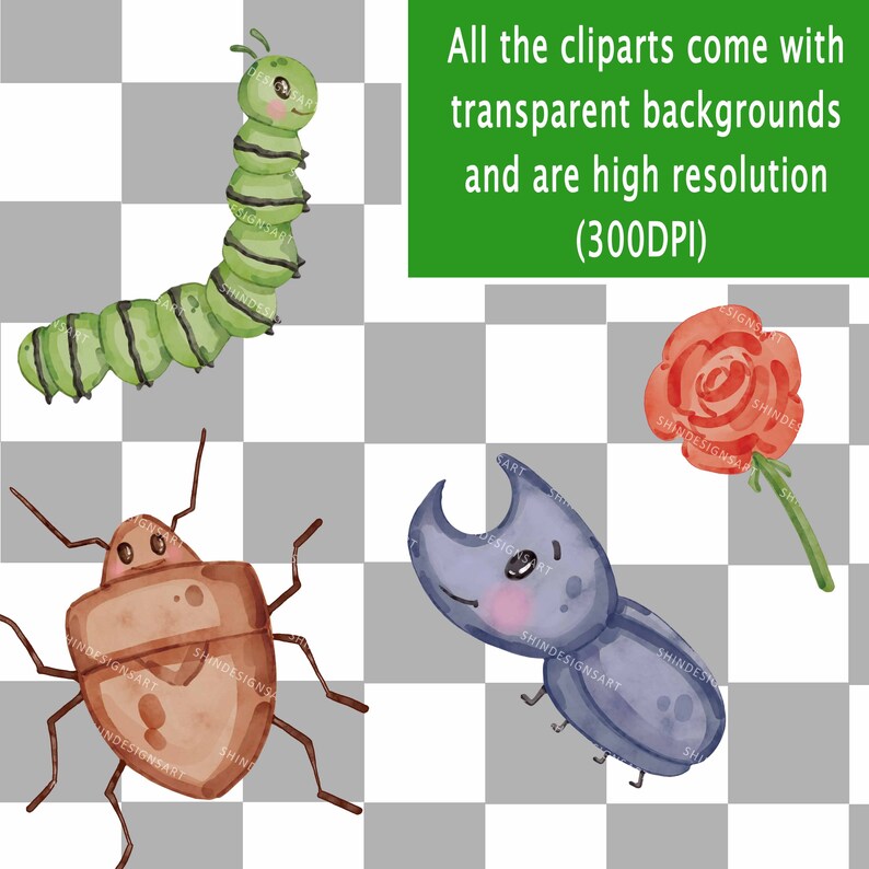Watercolor Garden Bugs Clipart Bundle, Cue Little Insects Designs ...