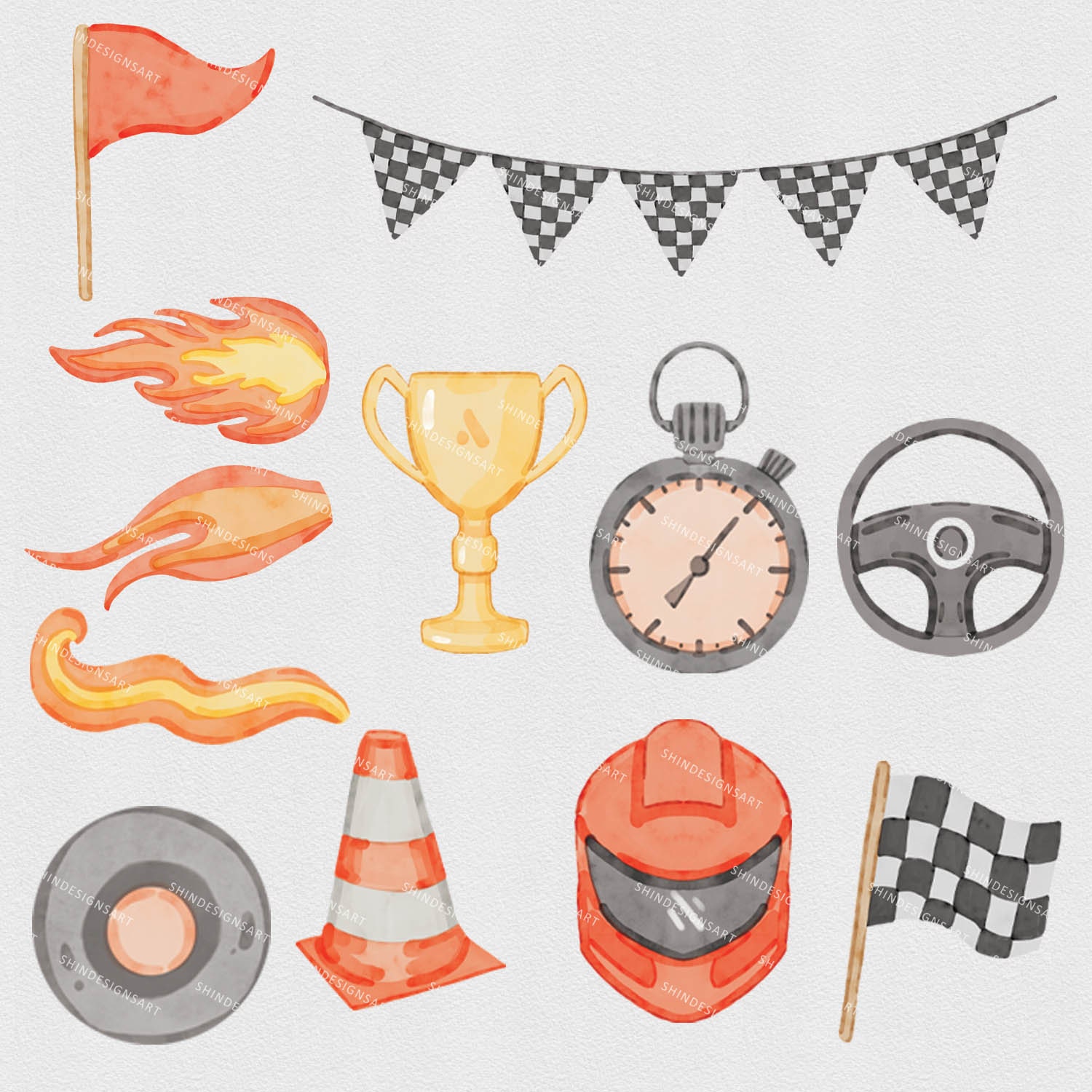 Modern Watercolor Racing Cars, Race Cars Clip Art Bundle, Racecar ...