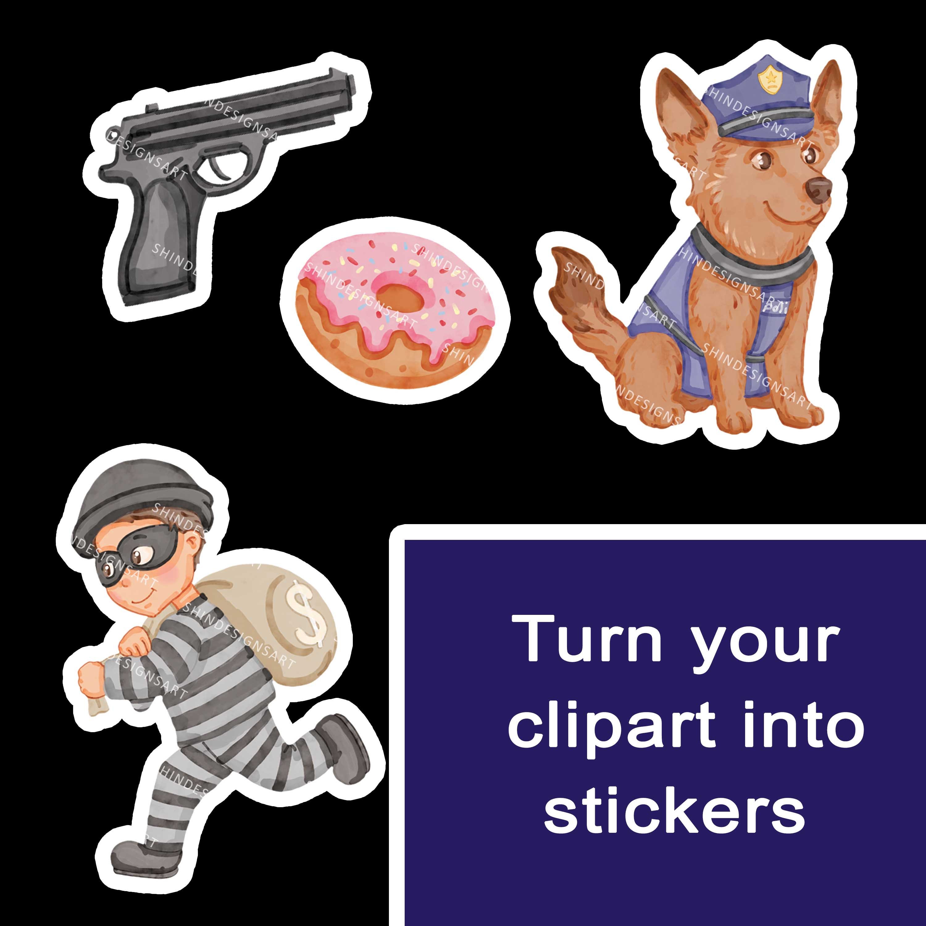 Police Clipart Bundle, Watercolor Theme Policeman Designs, Girl/boy ...