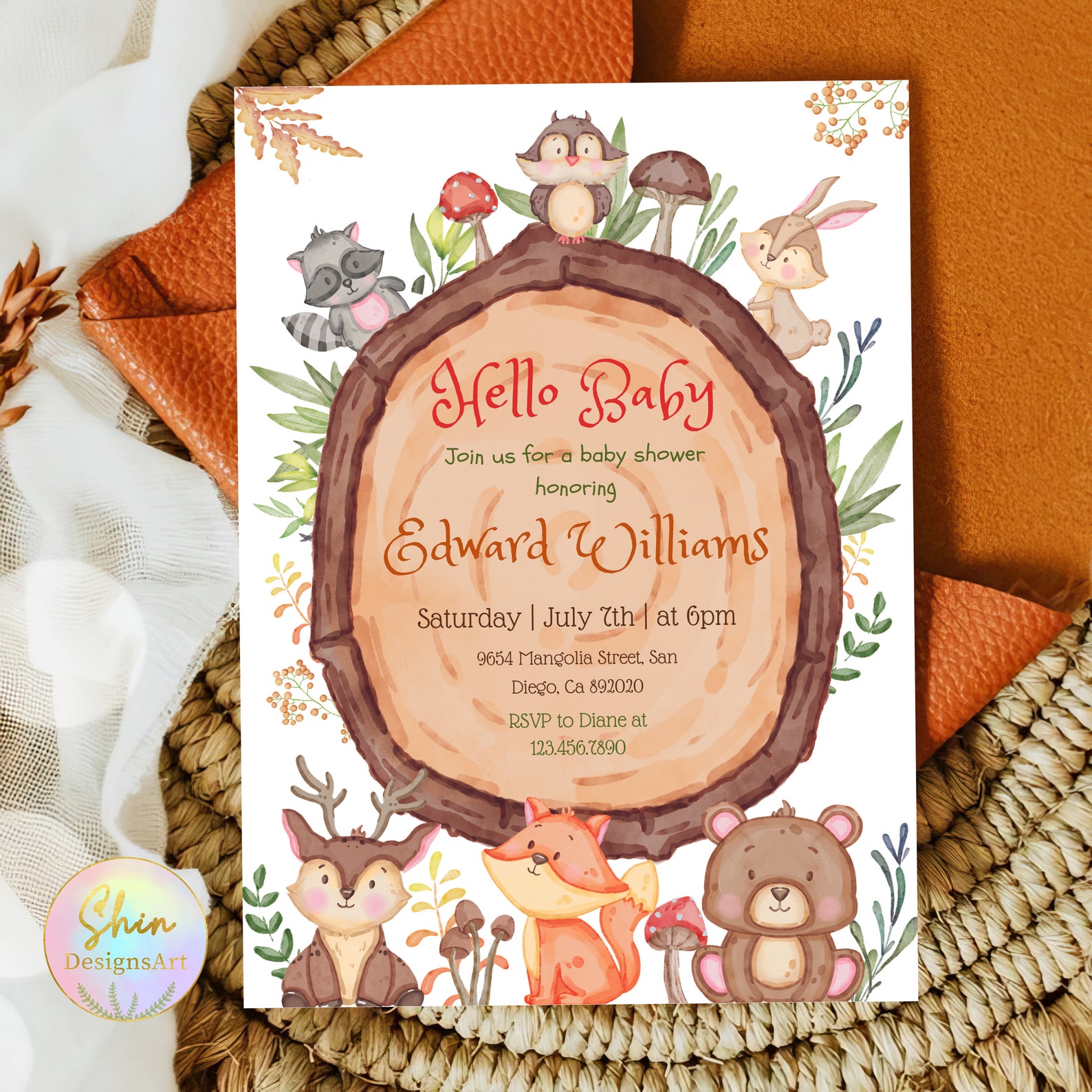 Cute Woodland Animals Invitation Card, Downloadable Forest Animal ...