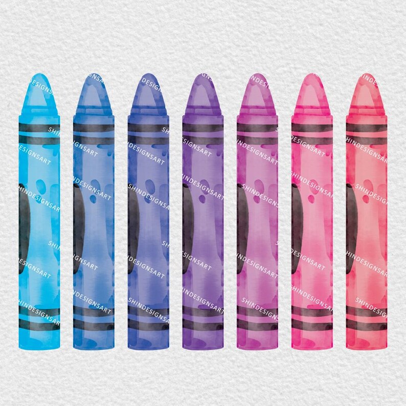 Watercolor Crayons Clipart, Art Supply Png, Graphic Images of Crayon ...