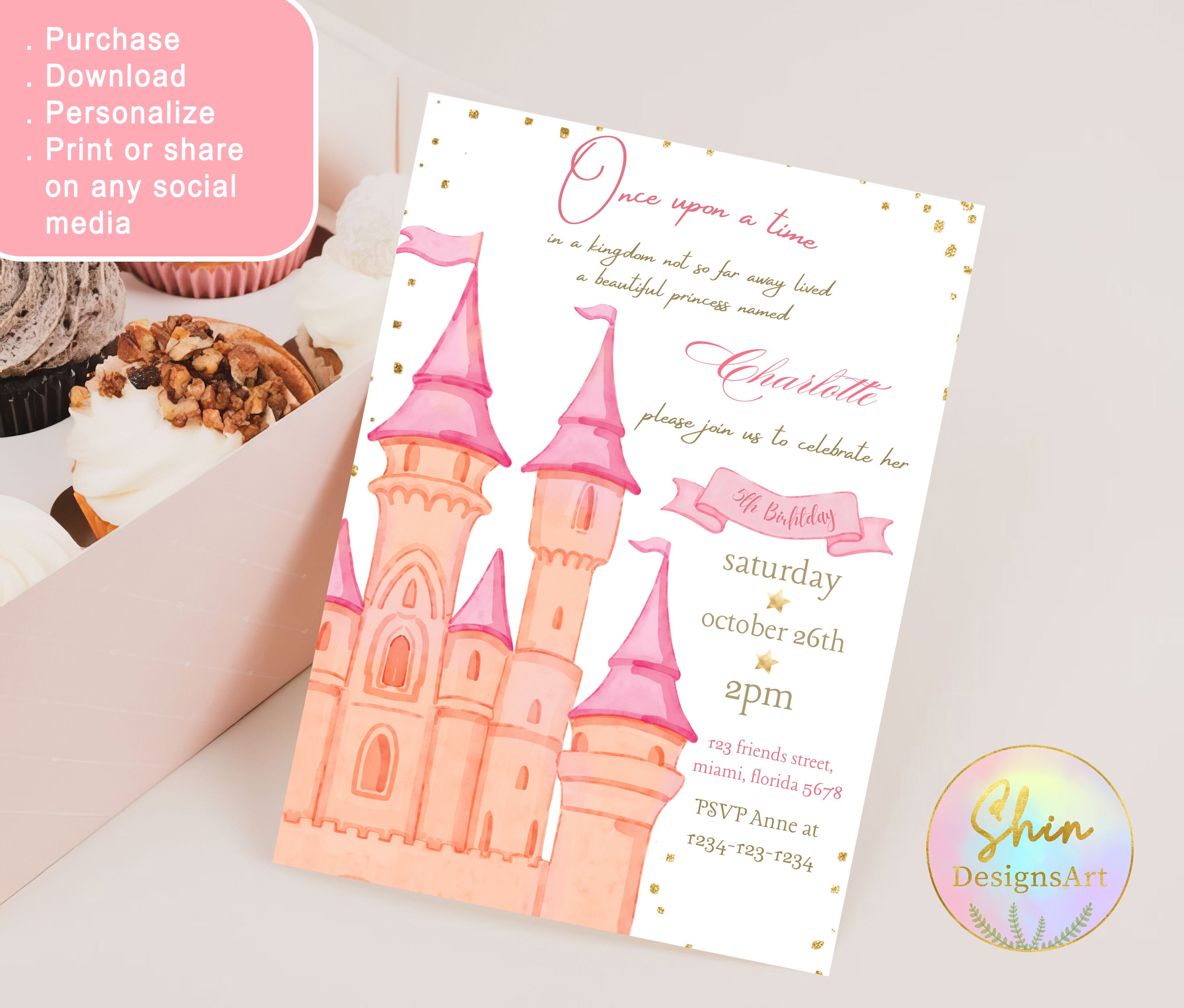 Princess Castle Invitation Template, Any Age Birthday Party Invite ...