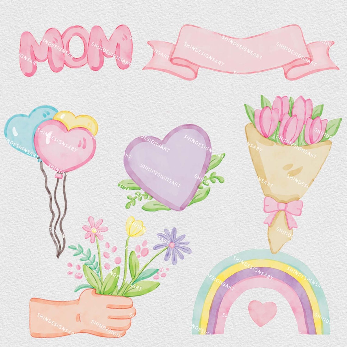 Watercolor Mother's Day Clipart: Mom and Child Illustrations (PNG ...