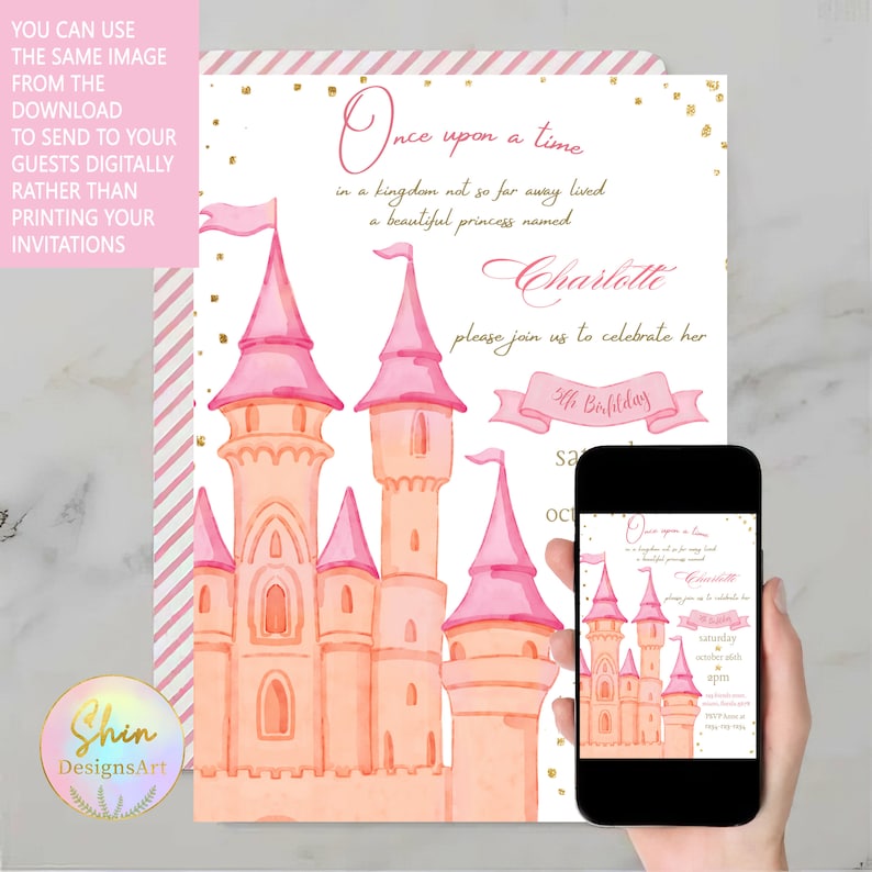 Princess Castle Invitation Template, Any Age Birthday Party Invite ...