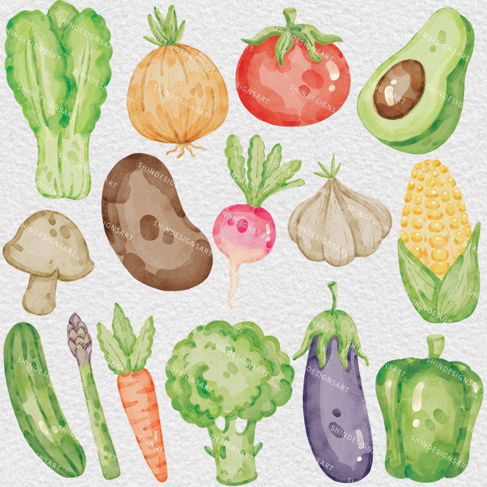Watercolor Vegetable Clipart, Digital Download, Printable High ...