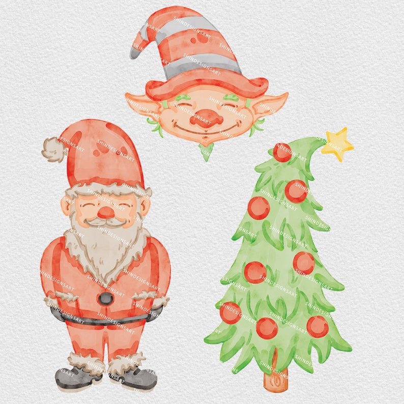 Watercolor Christmas Clipart, Printable Christmas Bundle Clip Art ...