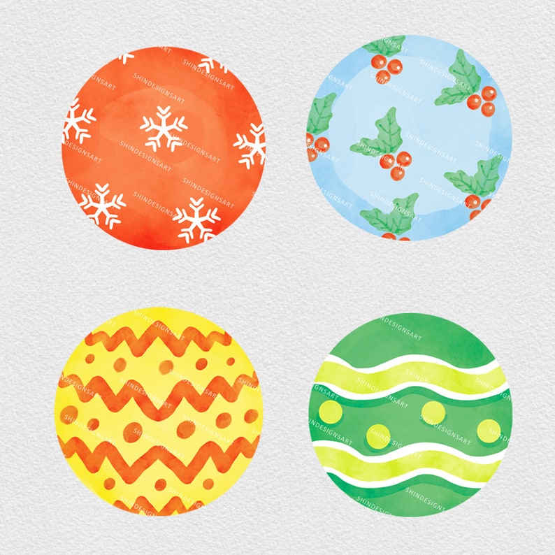 Christmas Ball Clipart, Watercolor Christmas Balls, Xmas Decoration ...