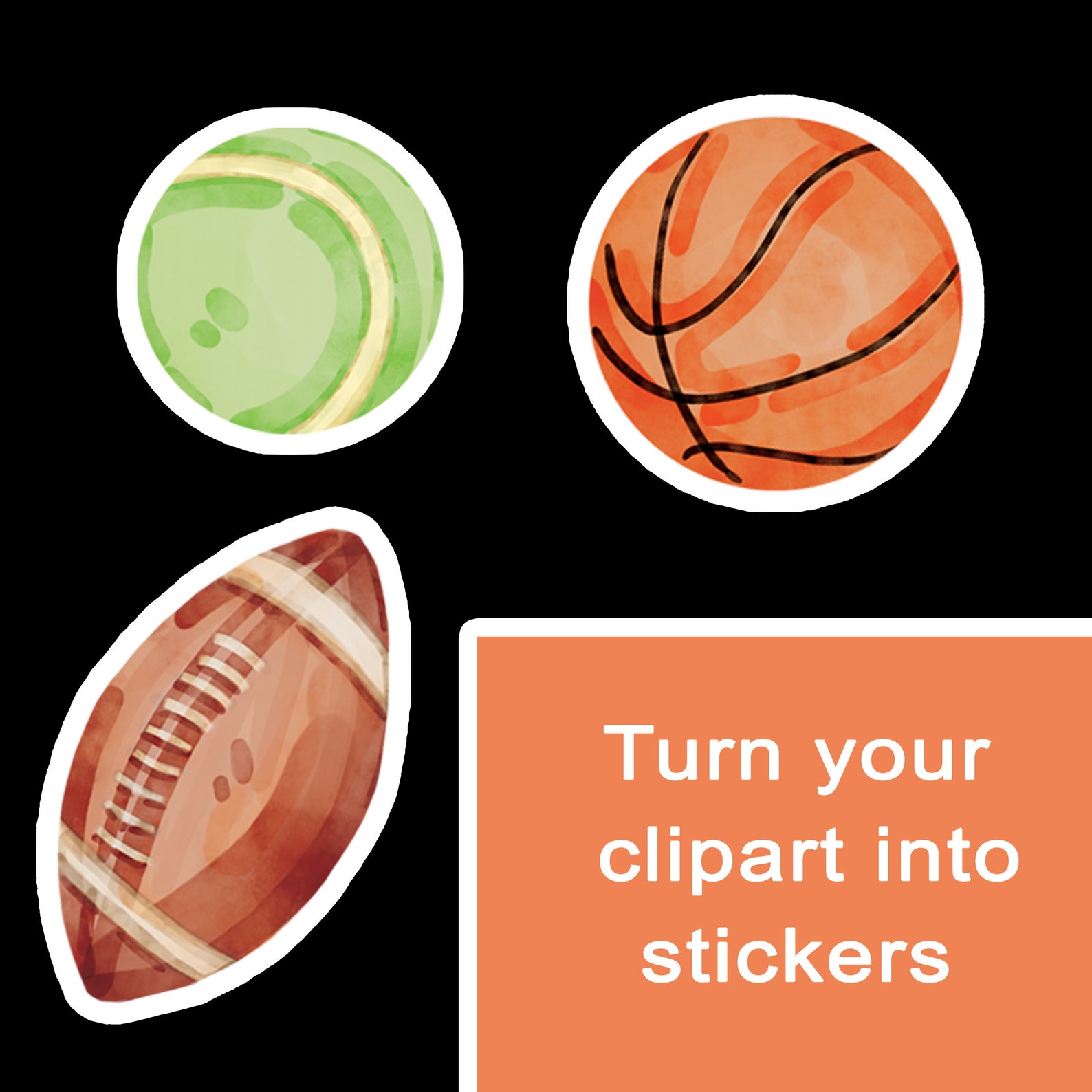 Watercolor Sports Balls Clipart , Digital Download, Printable Sport ...