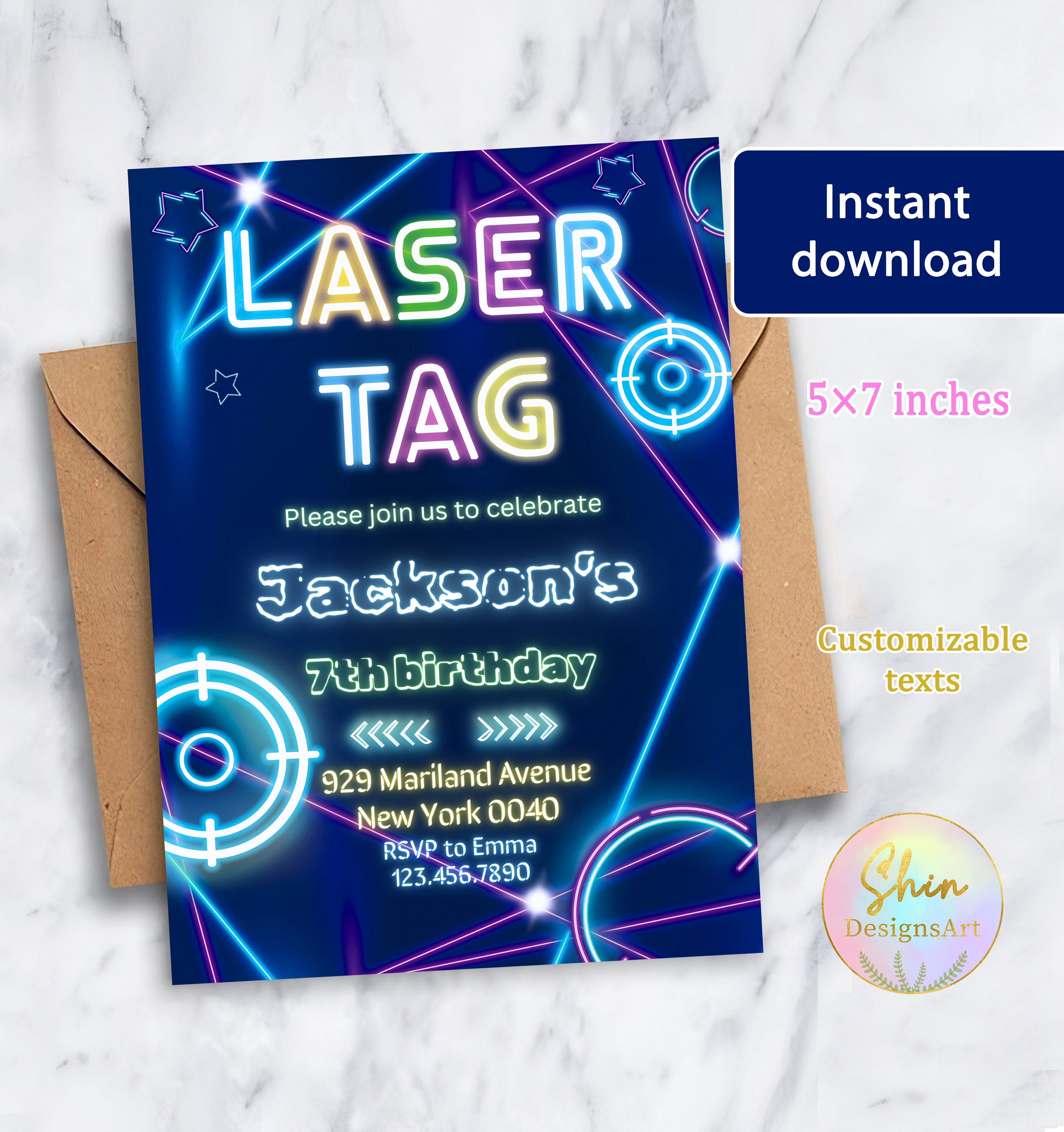 Editable Laser Tag Birthday Invitation, Digital Download, Lasertag ...
