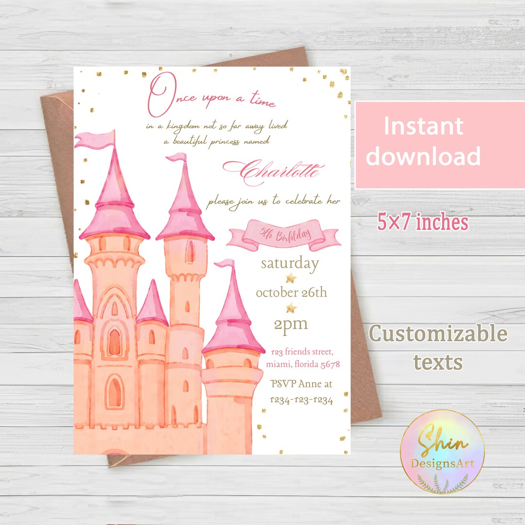 Princess Castle Invitation Template, Any Age Birthday Party Invite ...