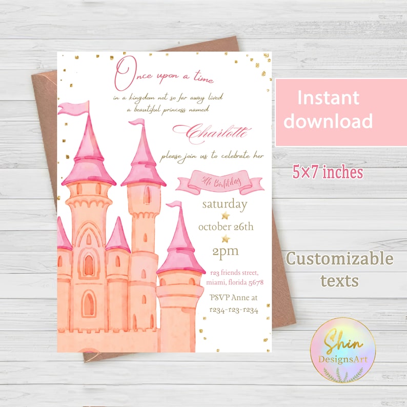 Princess Castle Invitation Template, Any Age Birthday Party Invite ...